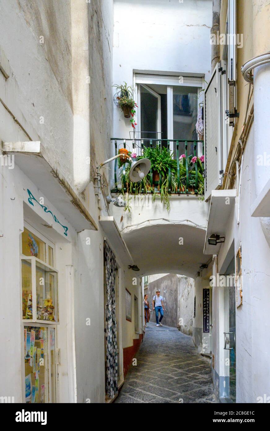 A narrow alleyway with houses either side on the beautiful island of ...