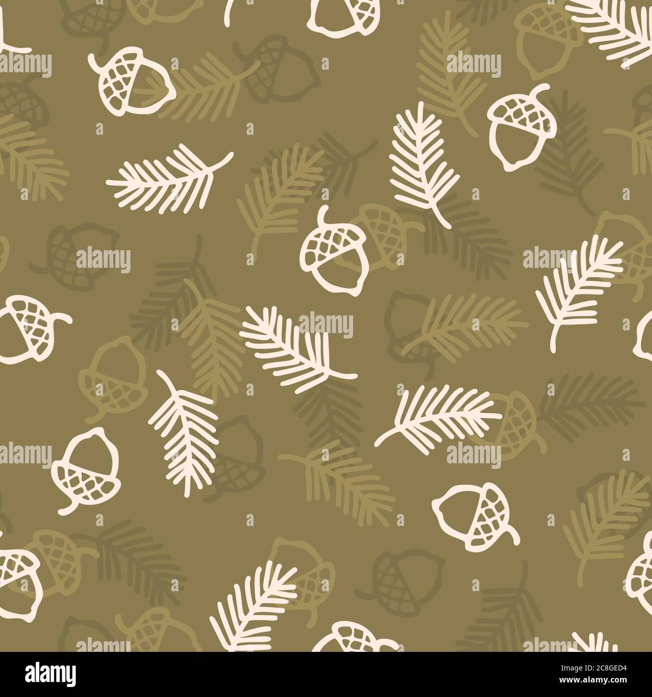 Seamless background forest acorn gender neutral baby pattern. Simple ...