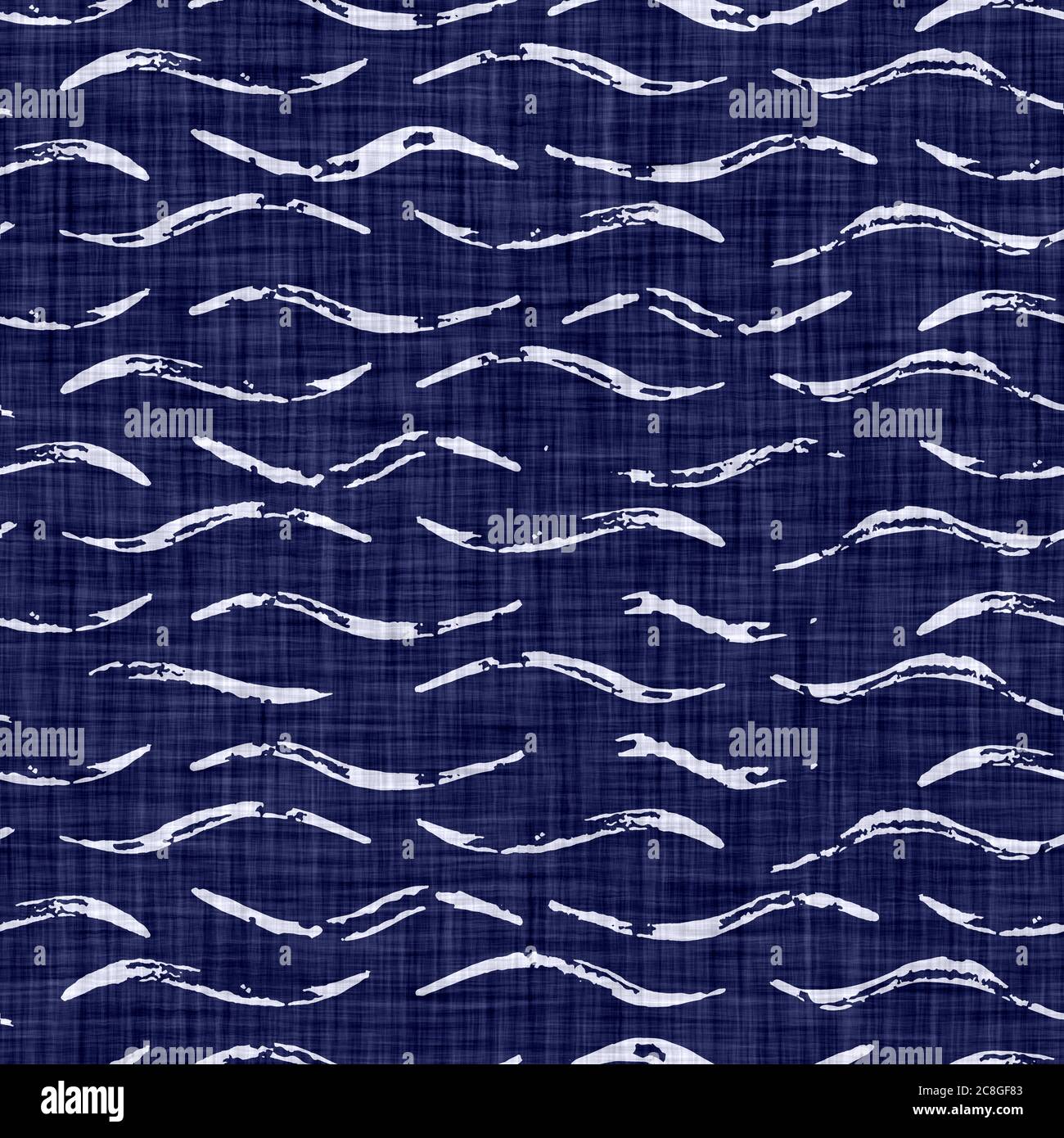 Indigo blue woven wave stripe. Dyed cotton effect texture background ...
