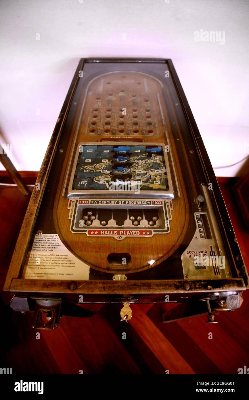 Rome, Italy. 24th July, 2020. Vintage wooden pinball, built in 1933 by ...