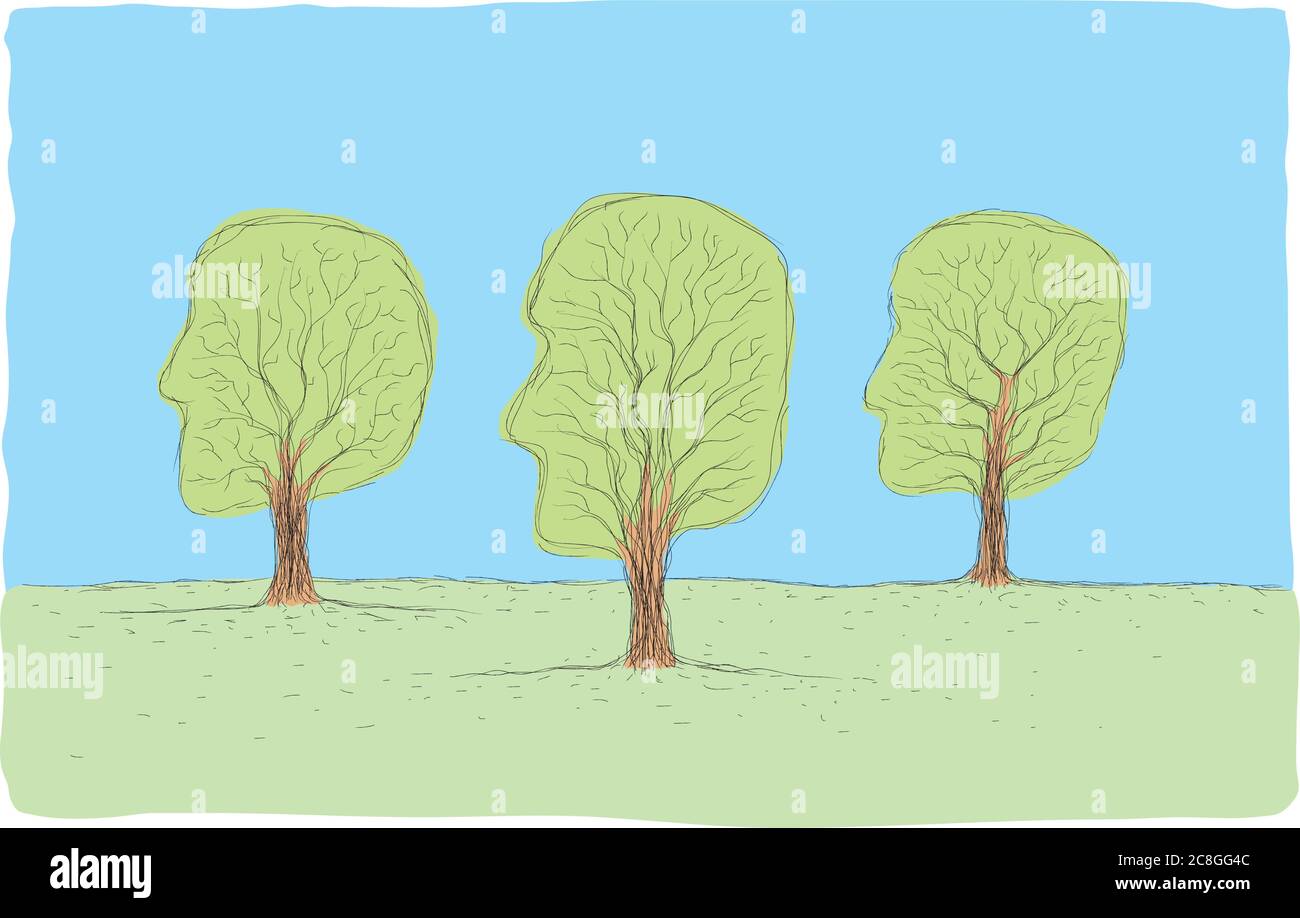 surreal illustration of tree-shaped head Stock Vector Image & Art - Alamy
