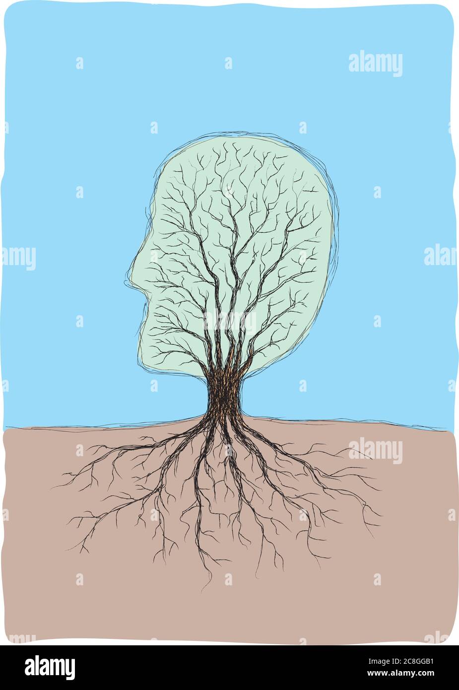 surreal illustration of tree-shaped head Stock Vector Image & Art - Alamy