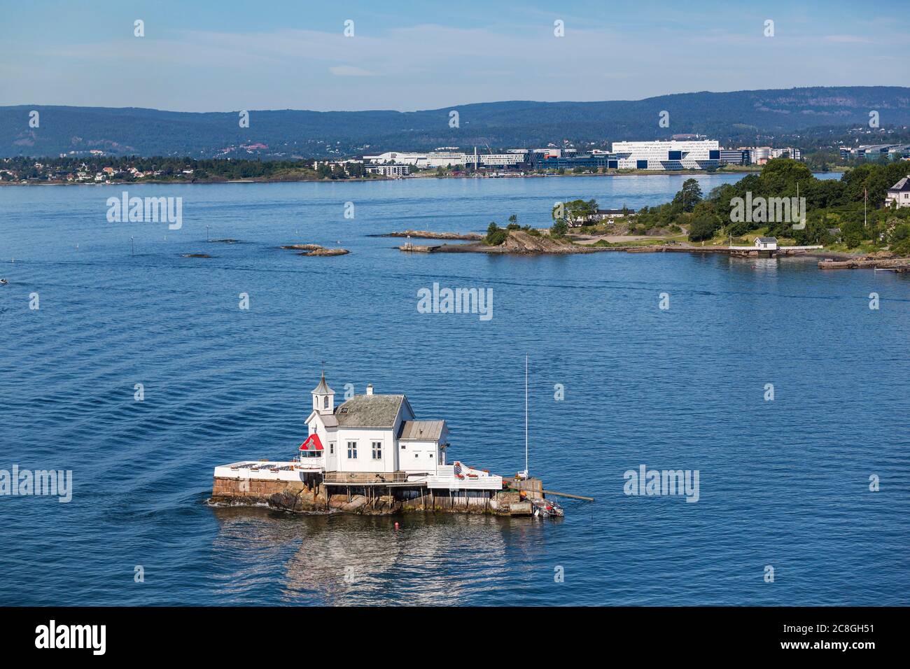 Restaurant Dyna Fyr, former lighthouse, Bygdoy, Oslofjord, Norway Stock ...