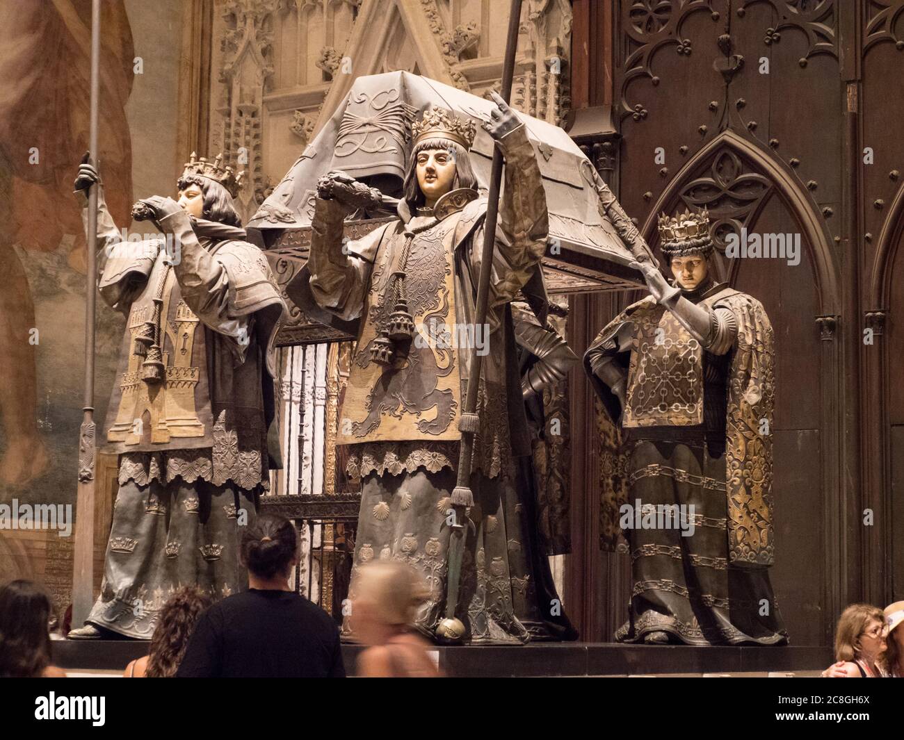 The casket of Christopher Columbus in Sevllle, Spain, Espana Stock ...