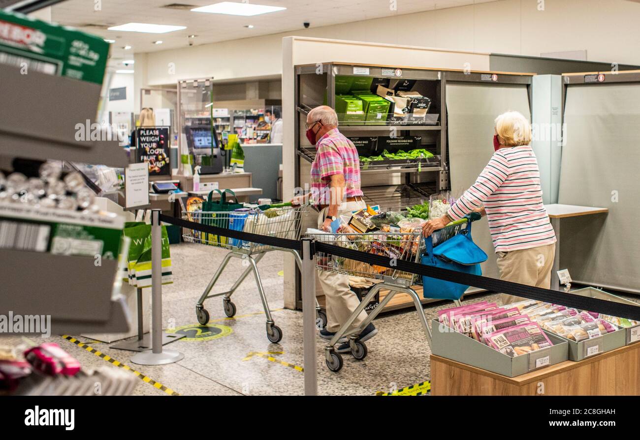 Harrogate, North Yorkshire, UK. 24th July, 2020. Shoppers wear face ...