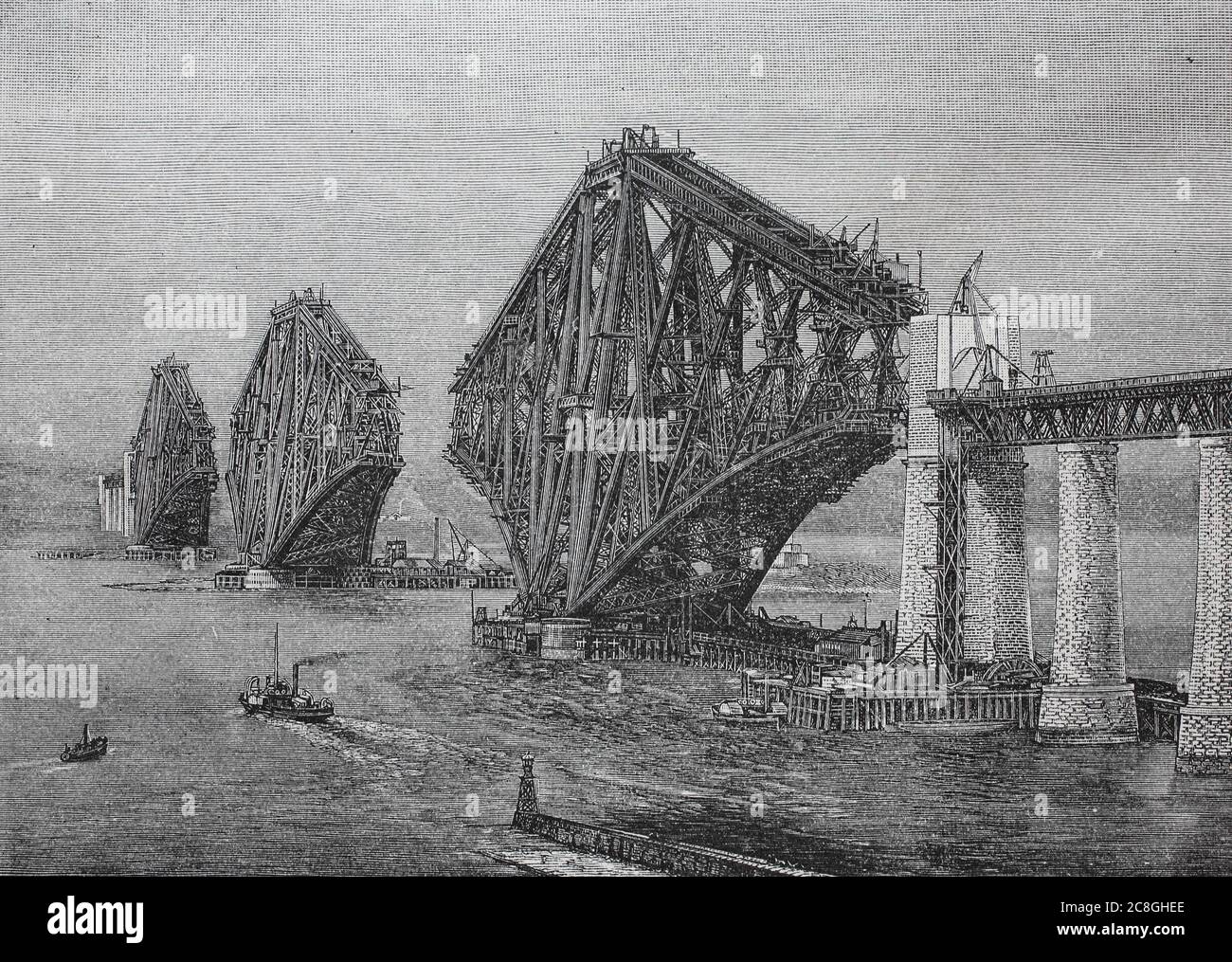 Forth Bridge Construction Forth Bridge Construction Hi Res Stock