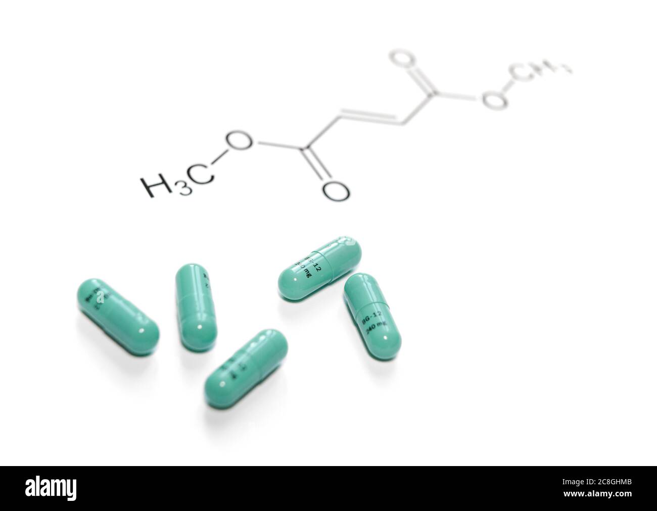 Dimethylfumarate or fumaric acid, trade name Tecfidera, capsules, drug ...