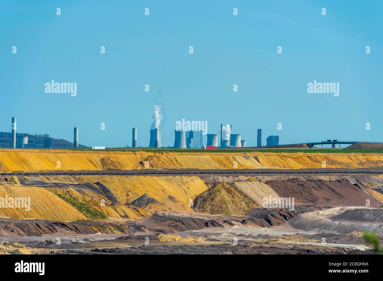 Garzweiler opencast lignite mine and coal-fired power plants, Juechen ...