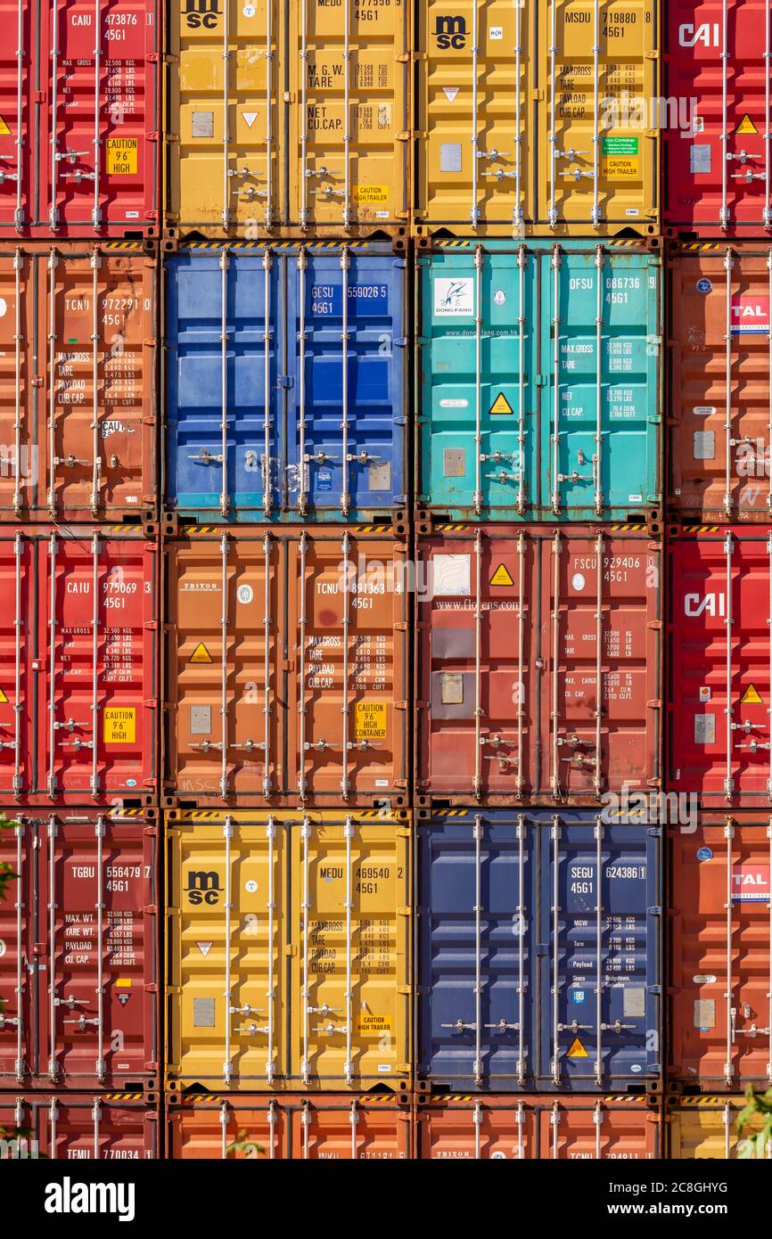 Freight containers at the container terminal at Westhafen Regensburg ...