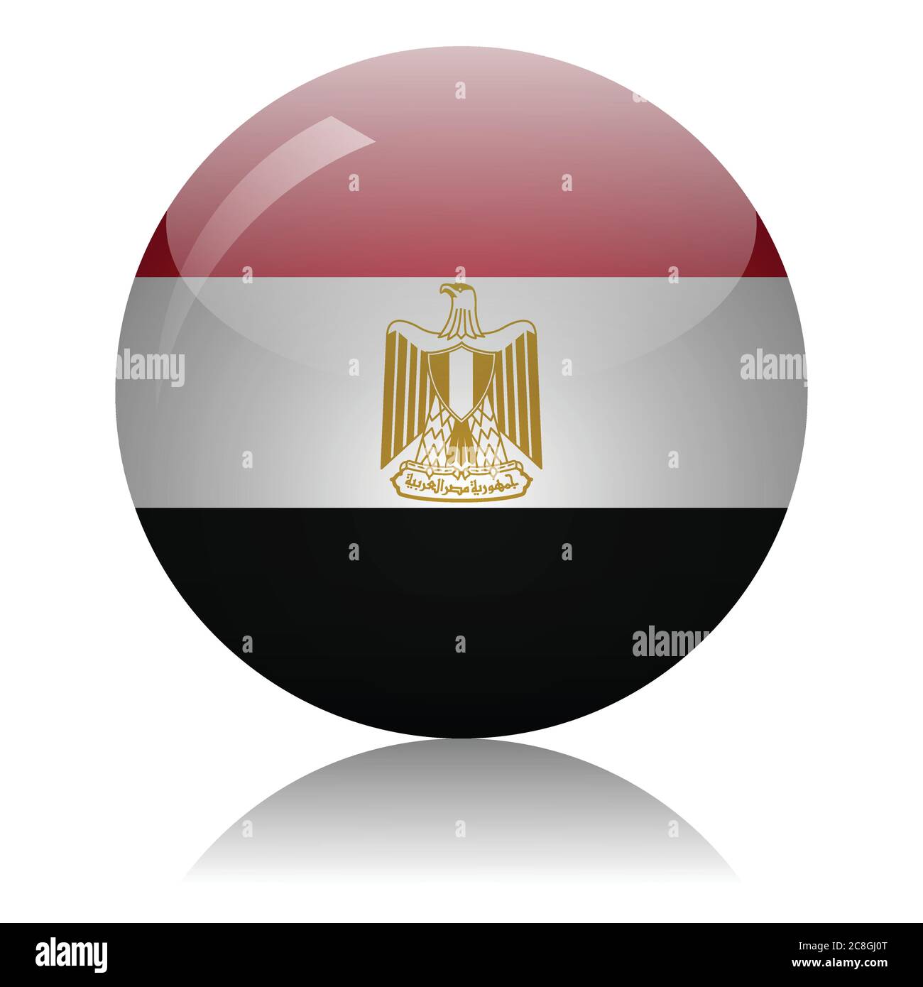 Egyptian flag glass ball on light mirror surface vector illustration ...