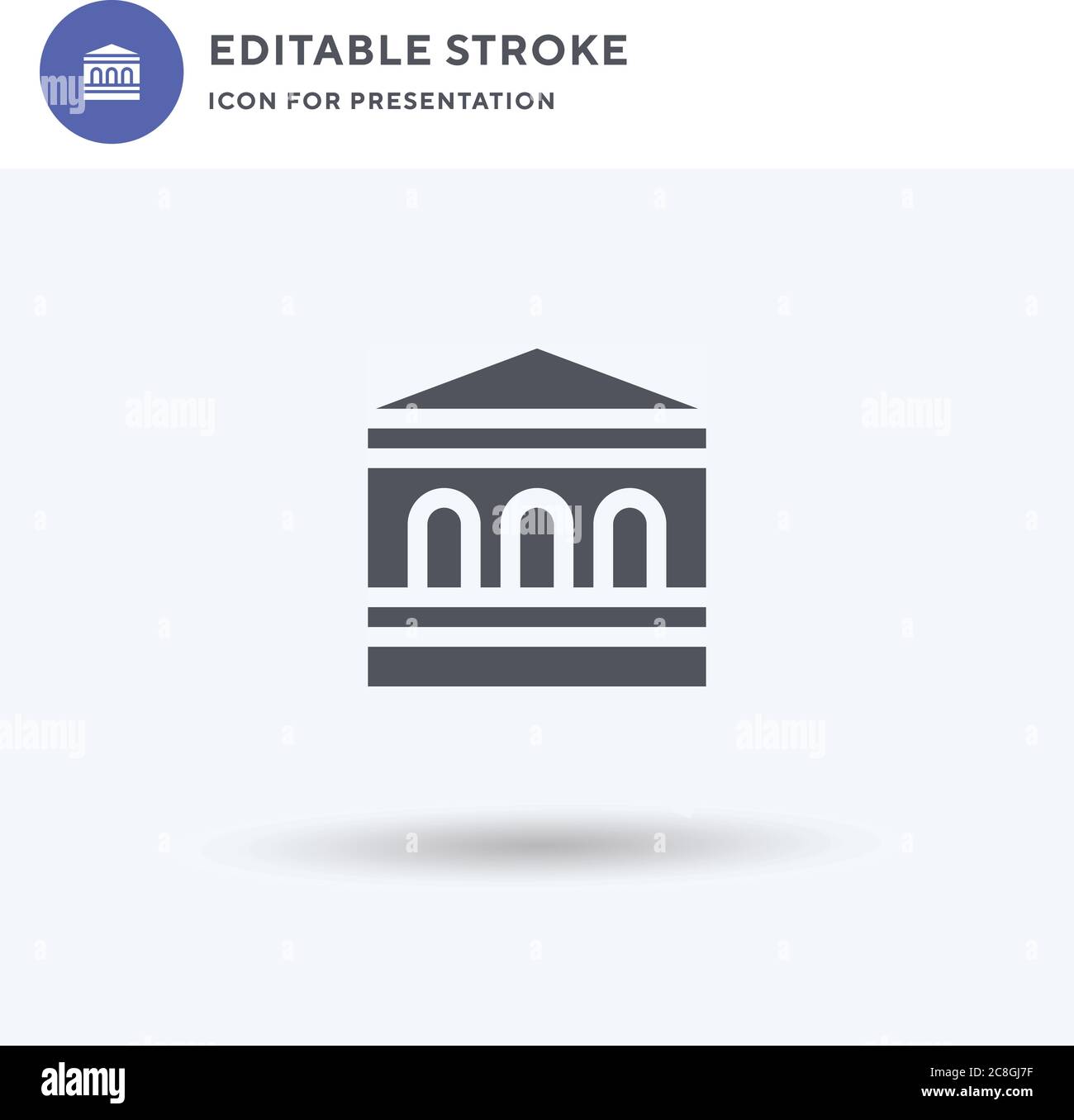 Bank icon vector, filled flat sign, solid pictogram isolated on white ...