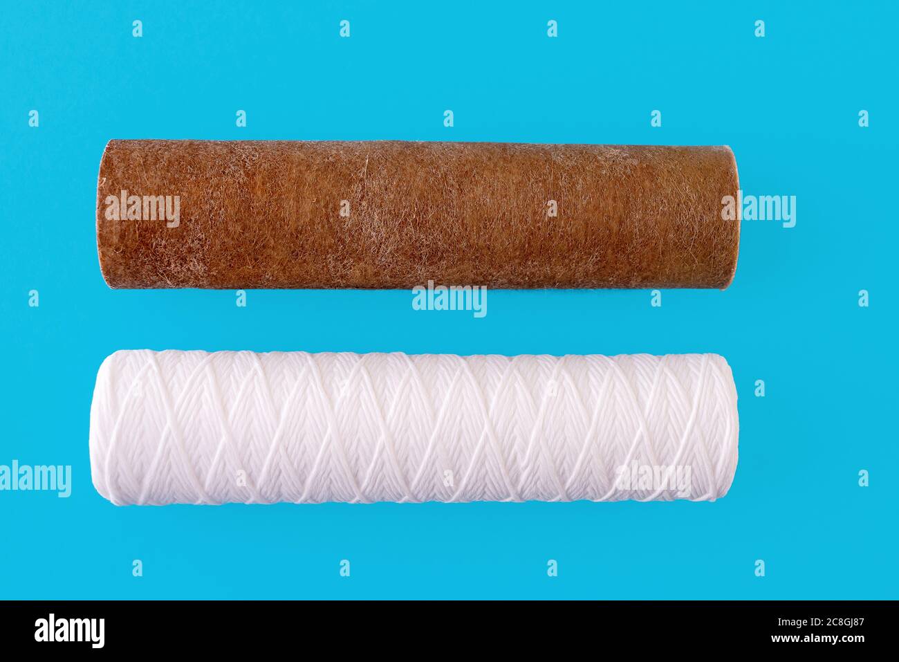 Before and after filtering. Two water cartridge filter for tap water ...