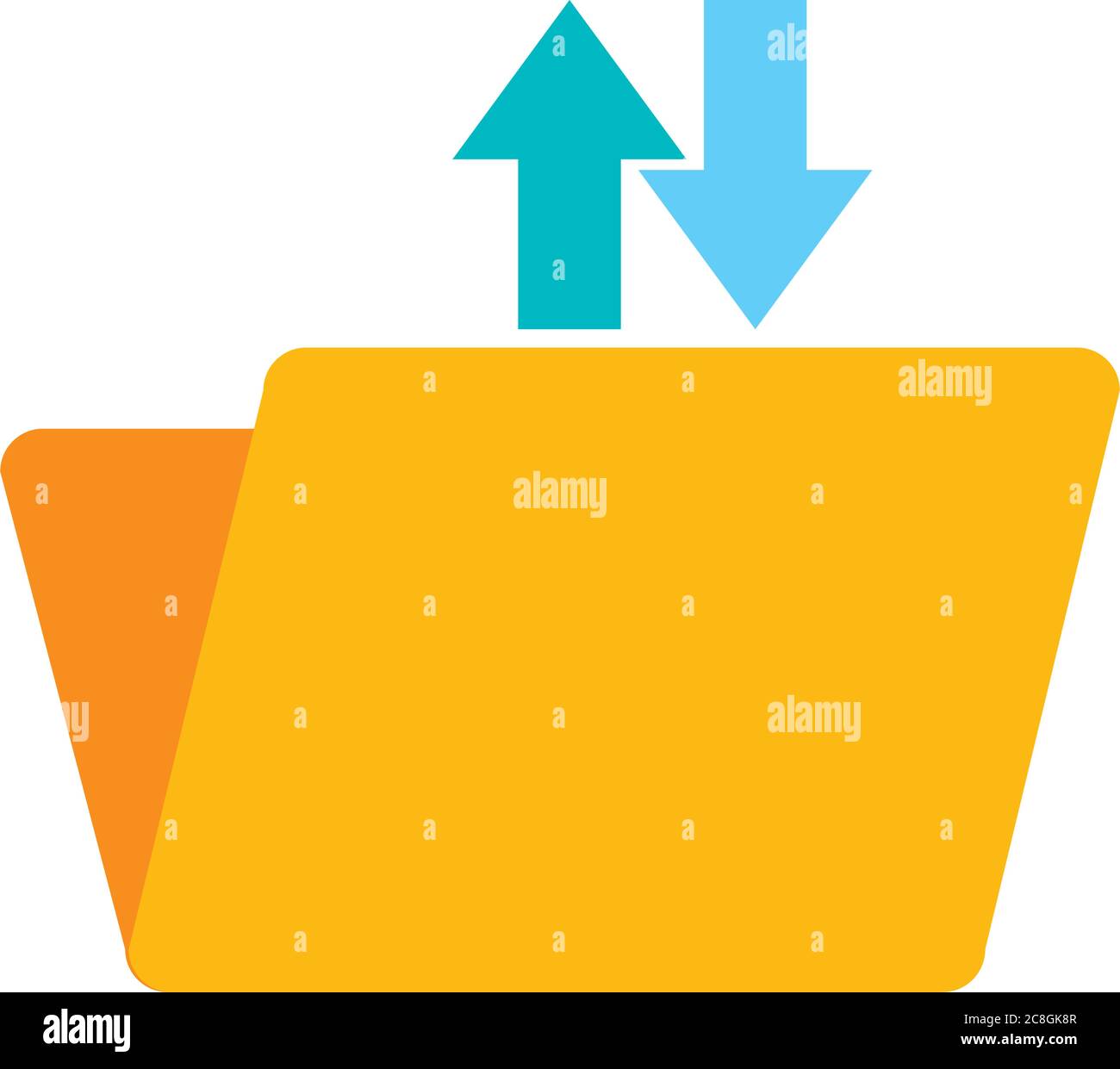 folder document with upload and download arrows icon, flat style ...