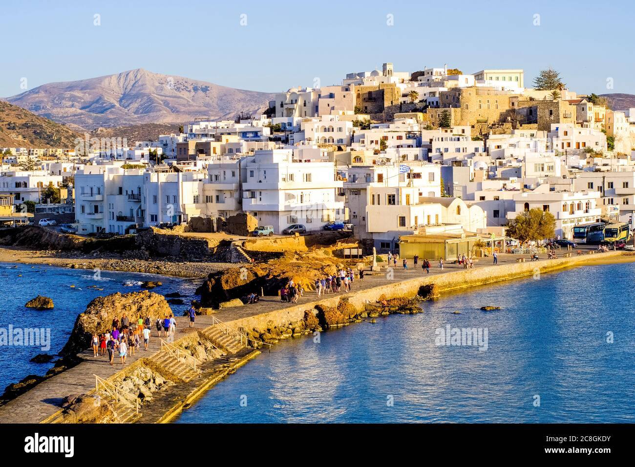 Sunset over the ancient chora of Naxos, Greece Stock Photo - Alamy