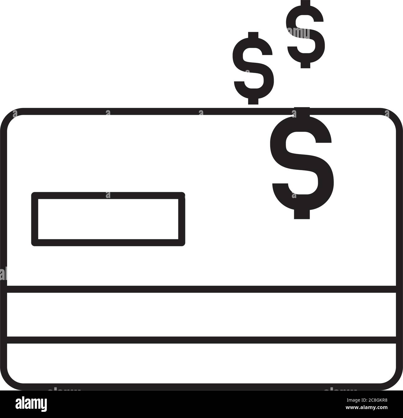 credit card and money symbols icon over white background, line style ...