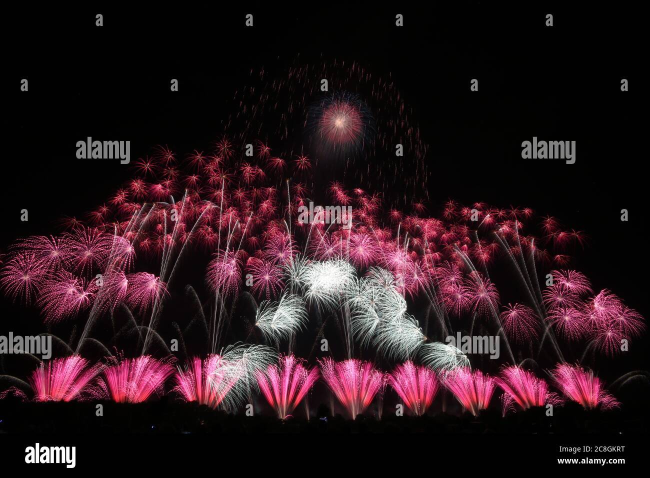 Akagawa fireworks 2019 wide starmine Stock Photo - Alamy