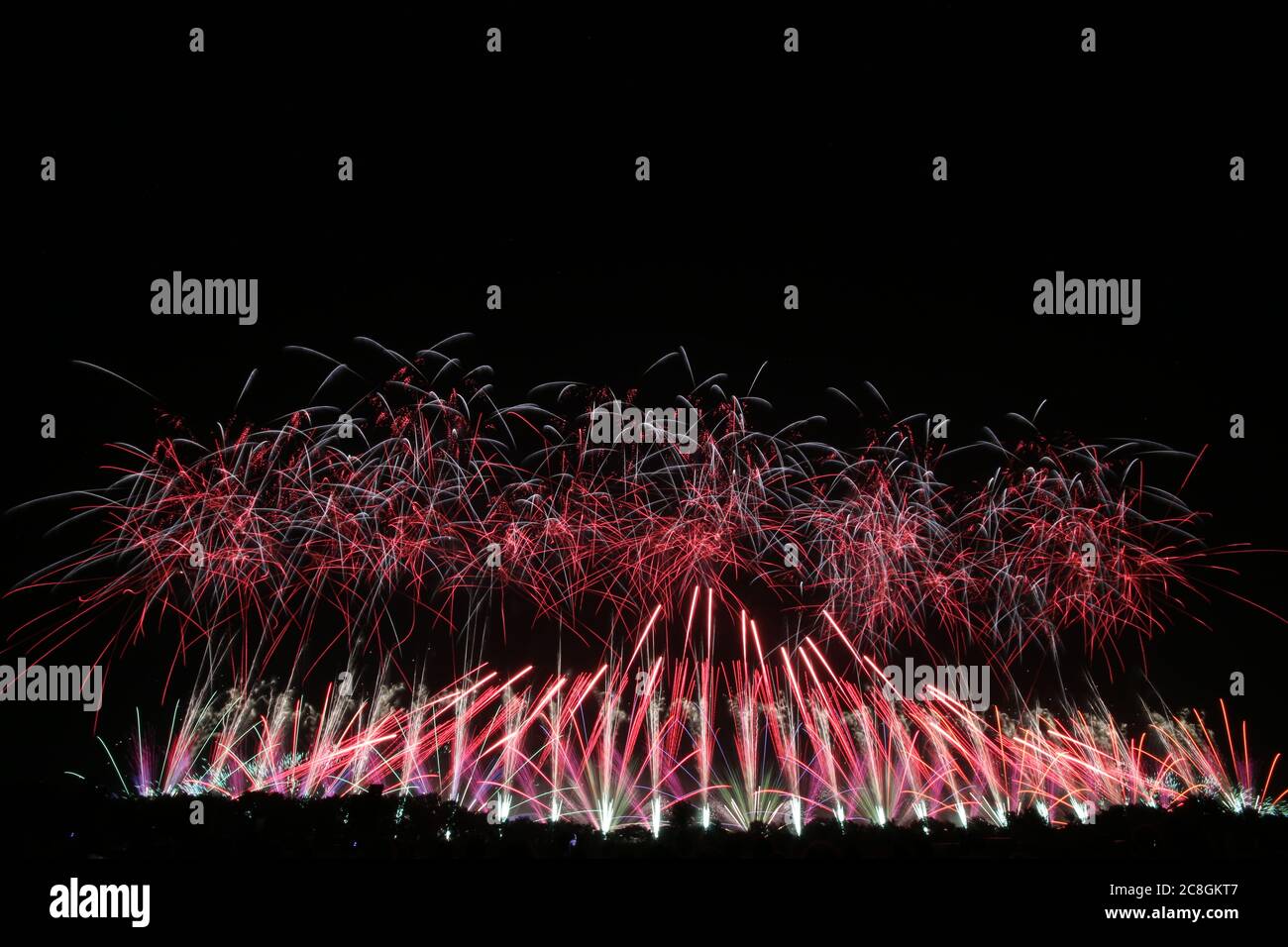Akagawa fireworks 2019 wide starmine Stock Photo - Alamy