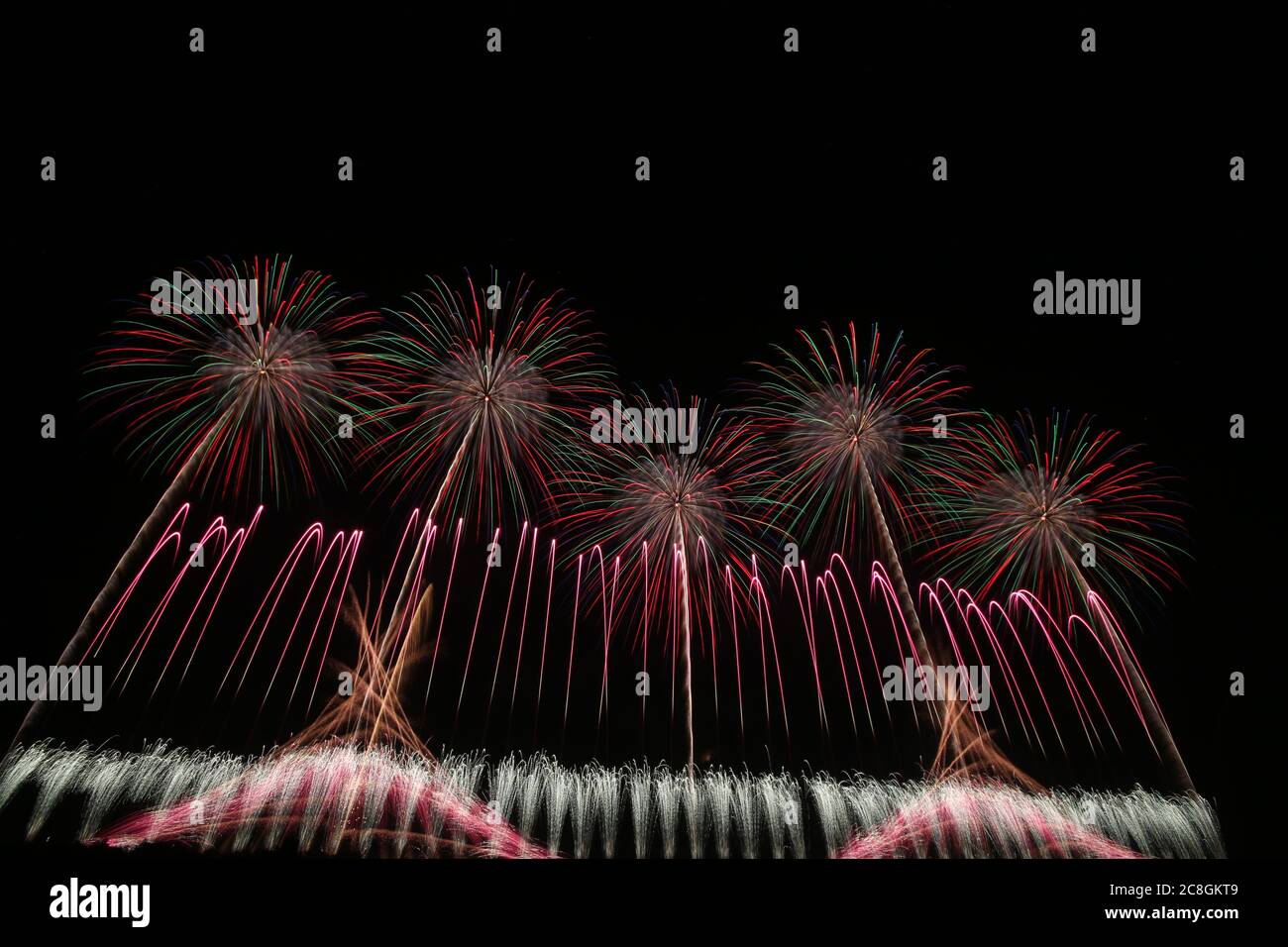 Akagawa fireworks 2019 wide starmine Stock Photo - Alamy