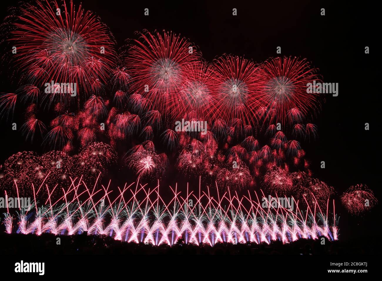 Akagawa fireworks 2019 wide starmine Stock Photo - Alamy