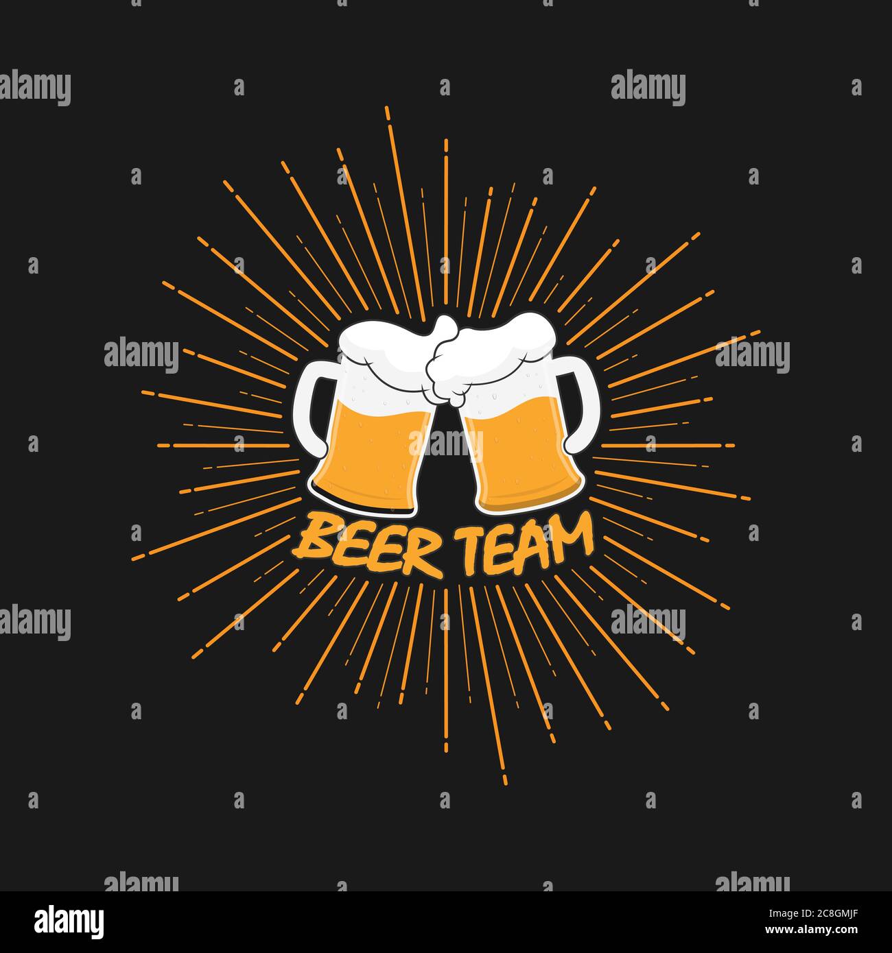 Two mugs of beer with foam on the background of a salute and the ...