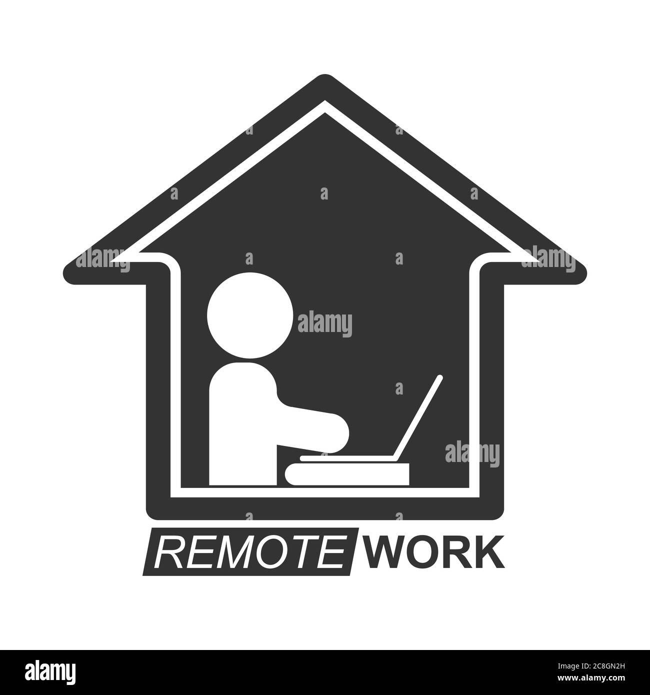 Remote work icon, a stylized vector icon isolated on a white background ...