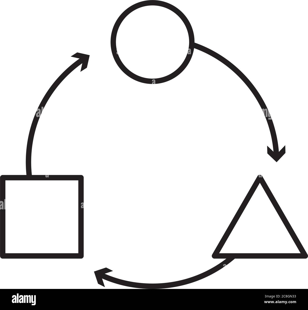 Strategy Concept Geometric Shapes Cycle Icon Over White Background Line Style Vector