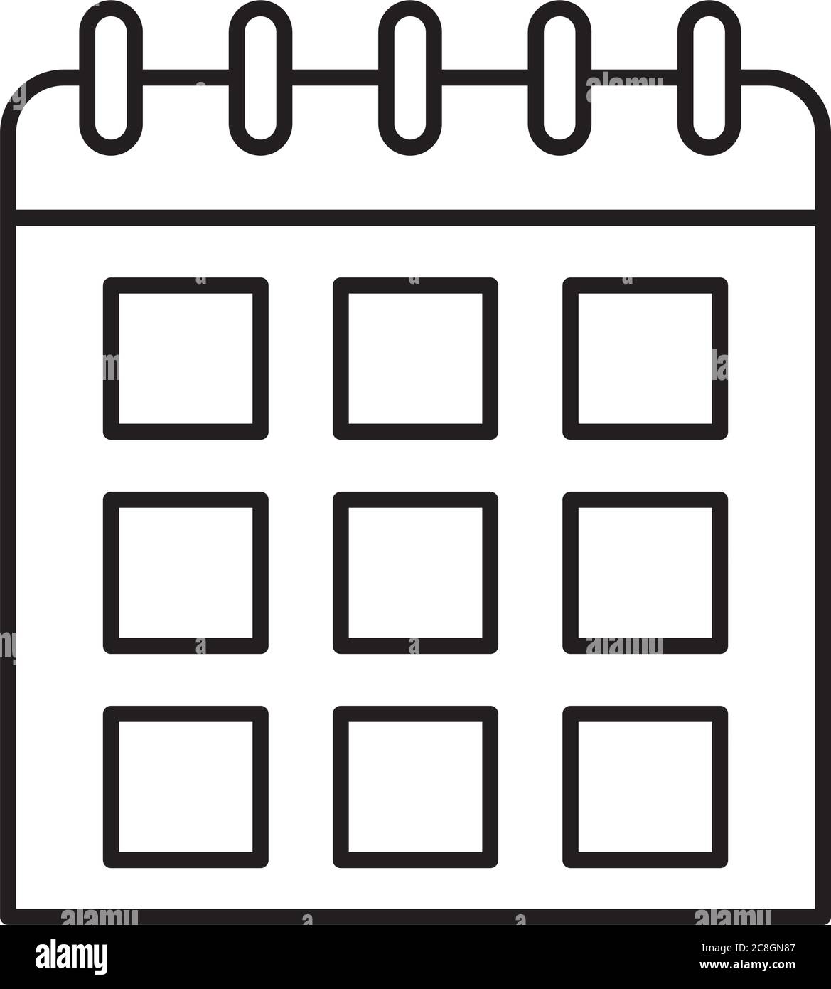 calendar planner icon over white background, line style, vector ...