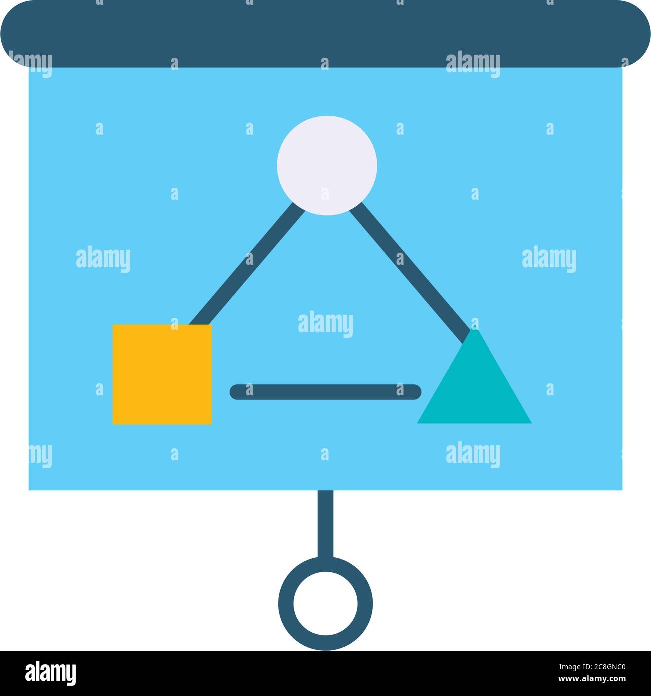 presentation board with strategy graphic chart icon over white ...
