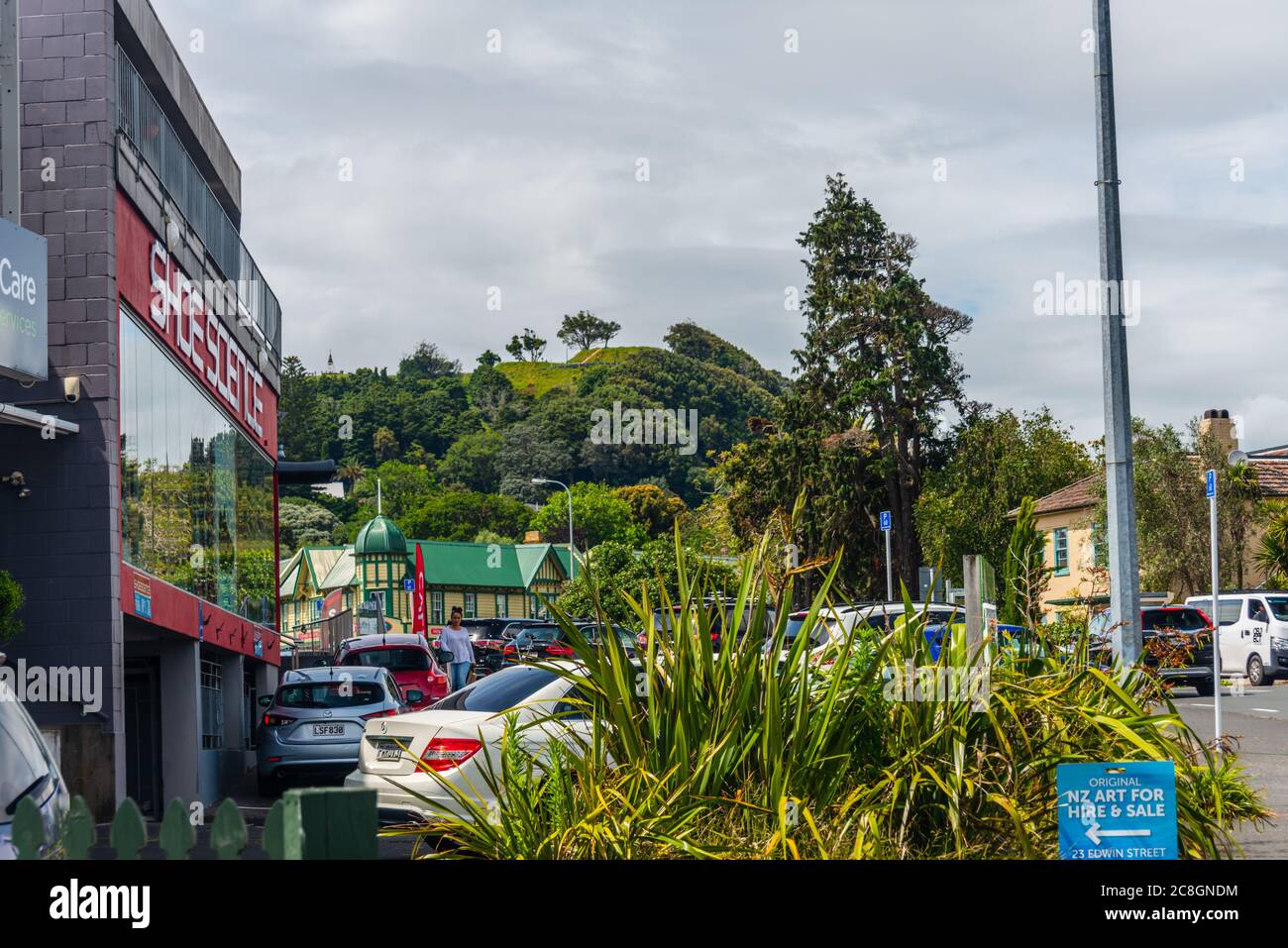 View on Mount Eden in the suburb Eden Terrace Auckland, New Zealand ...
