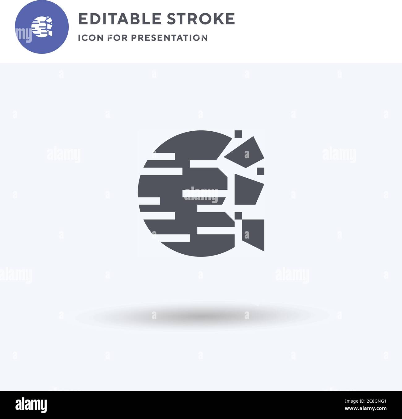 Destroyed Planet icon vector, filled flat sign, solid pictogram ...