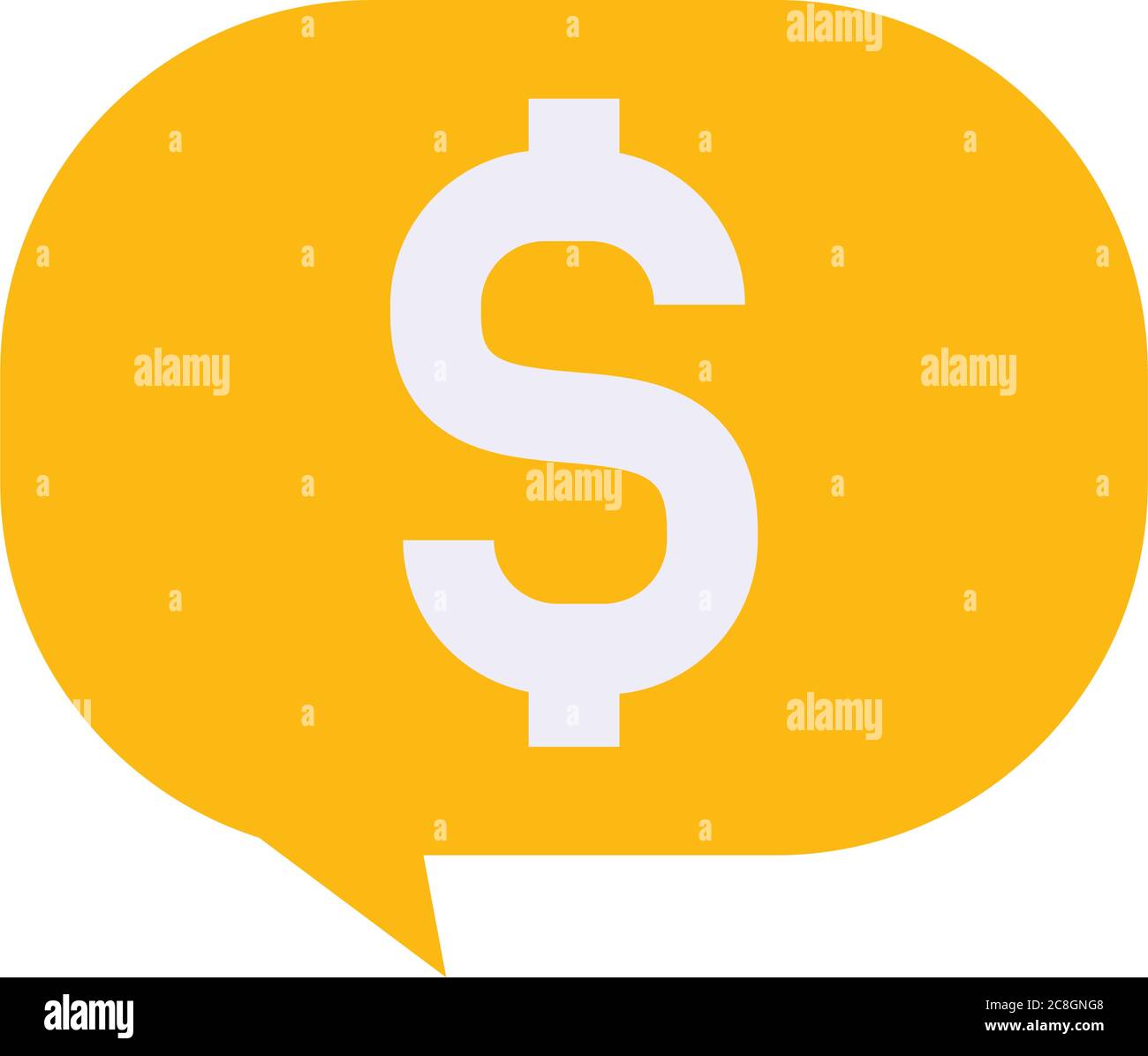 speech bubble with money symbol icon over white background, flat style ...