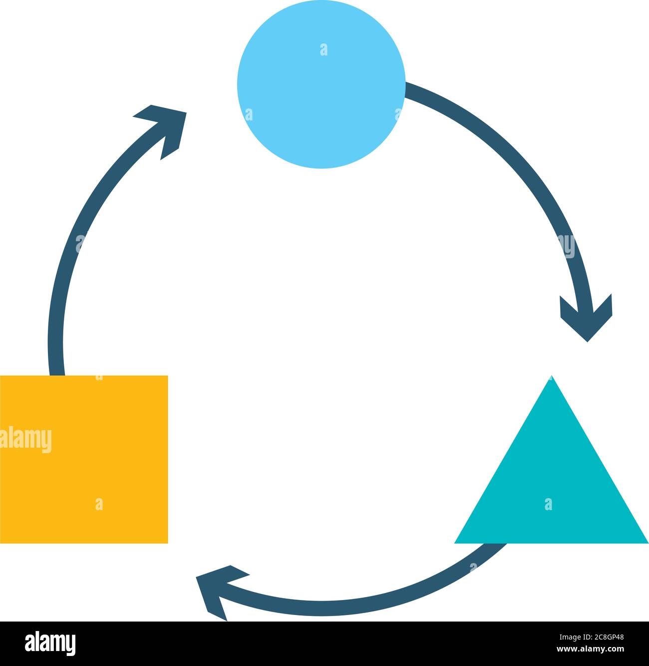 strategy concept, geometric shapes cycle icon over white background ...