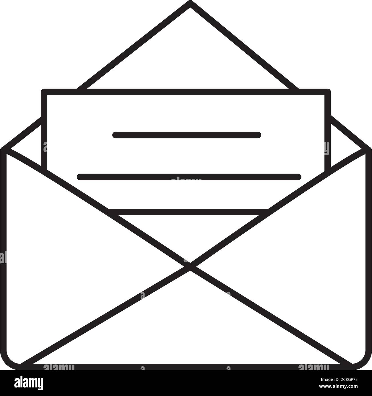 document in envelope icon over white background, line style, vector ...
