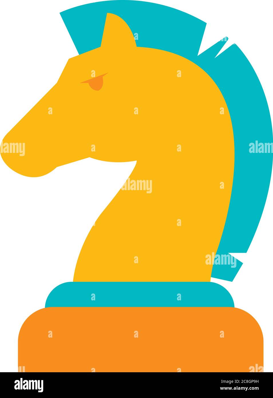 chess knight icon over white background, flat style, vector ...