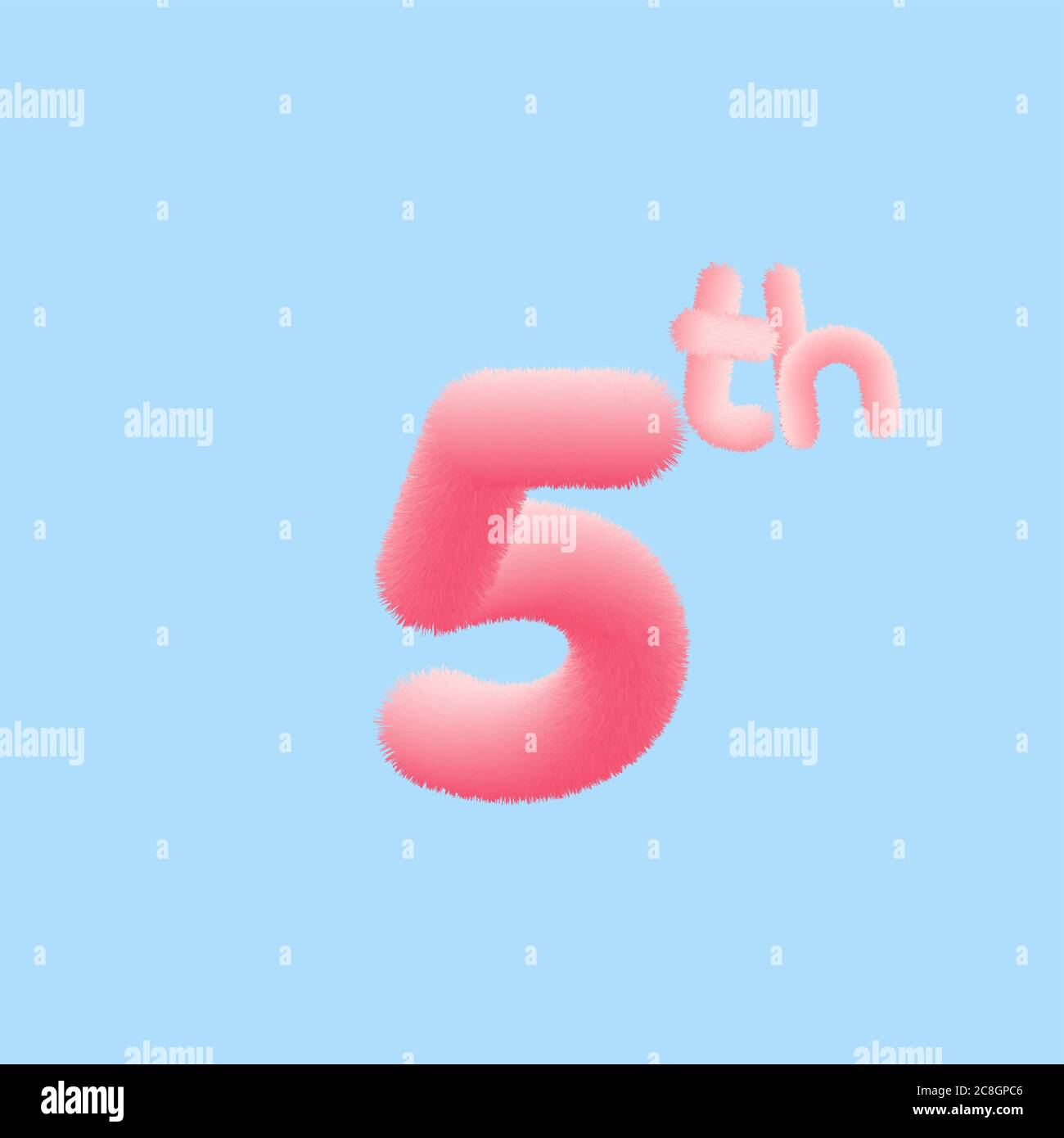 Number 5th Realistic 3D Fur Effect. Vector illustration for your Fifth ...