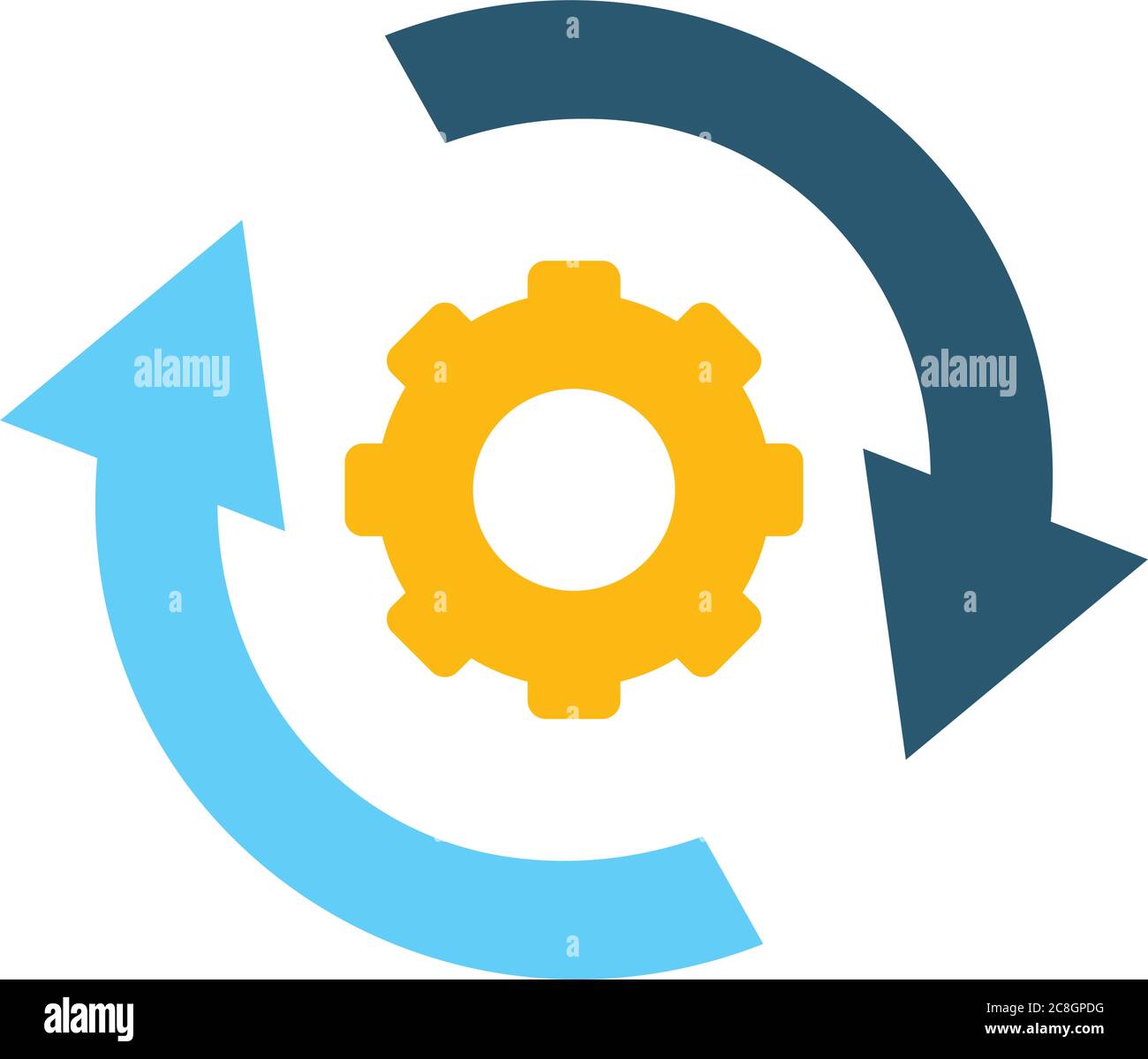 gear wheel with circle arrows icon over white background, flat style ...