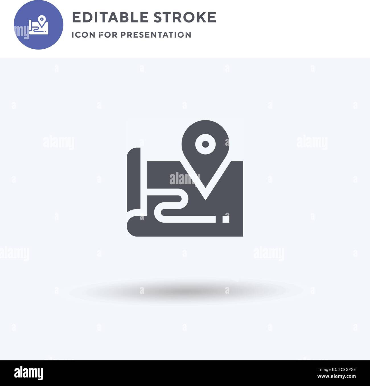 Map icon vector, filled flat sign, solid pictogram isolated on white ...