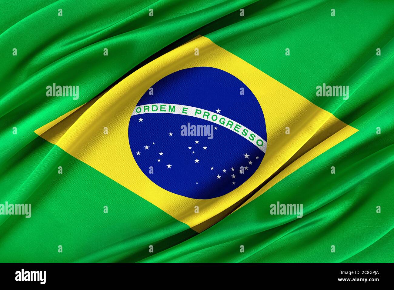 Colorful Brazilian flag waving in the wind Stock Photo - Alamy