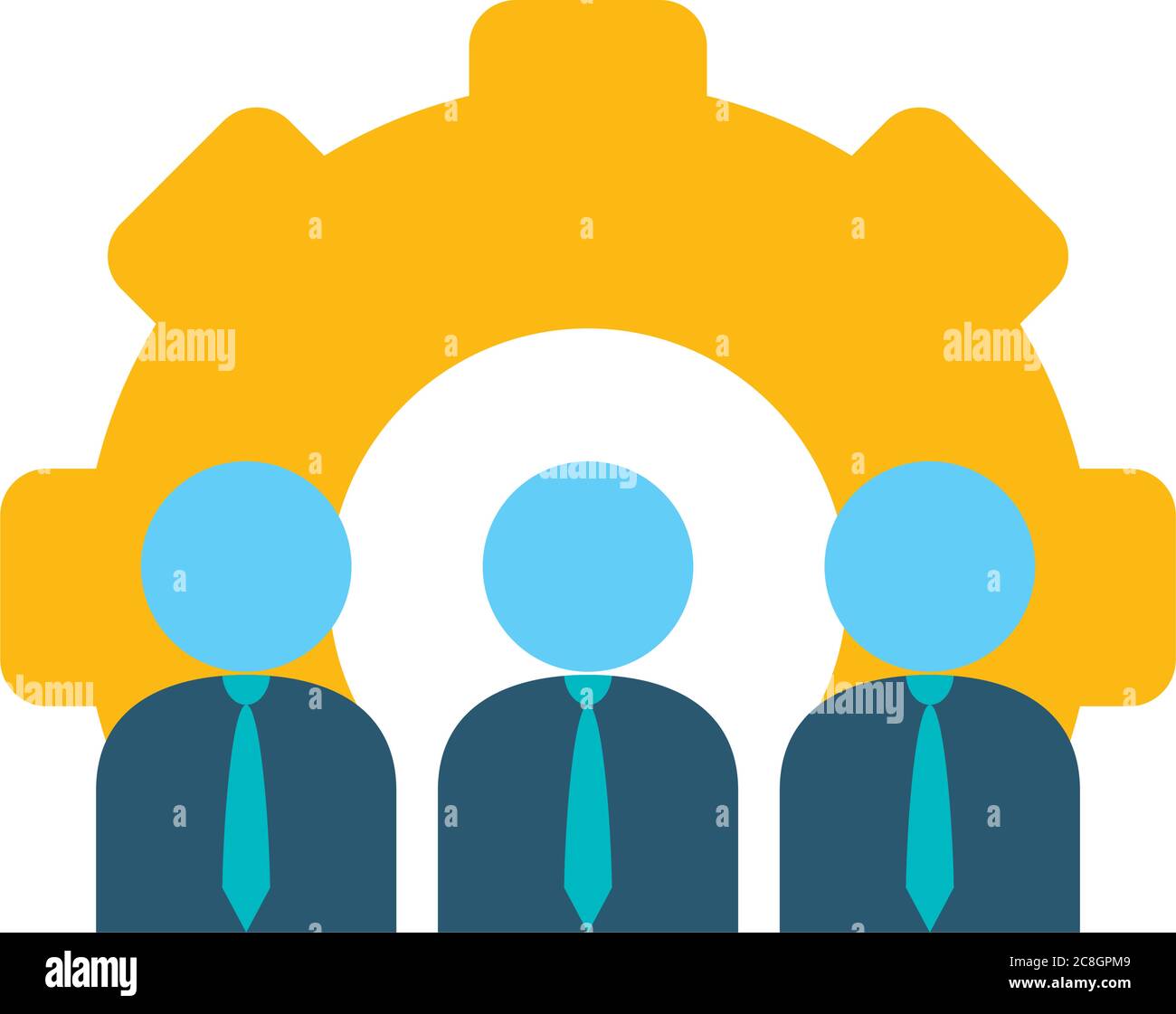 avatar businesspeople and gear wheel icon over white background, flat ...