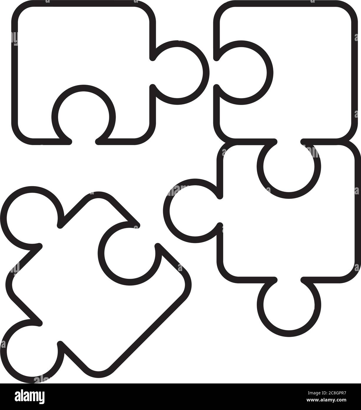 jigsaw puzzles icon over white background, line style, vector ...