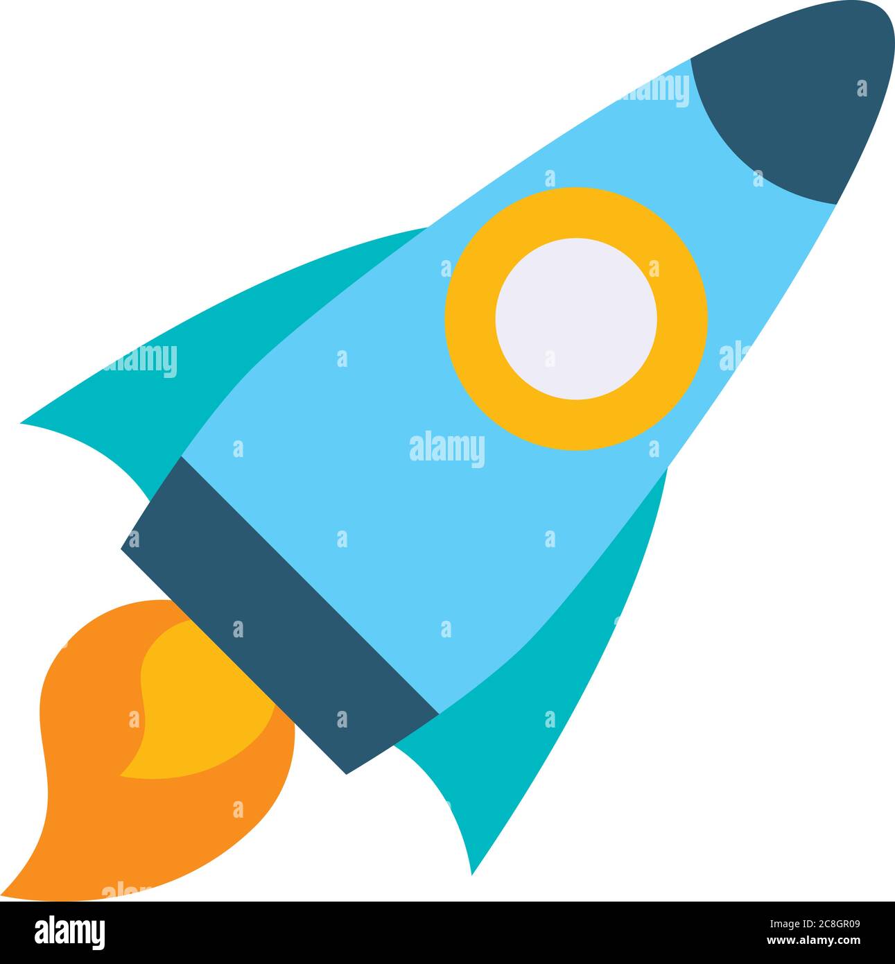 space rocket icon over white background, flat style, vector ...
