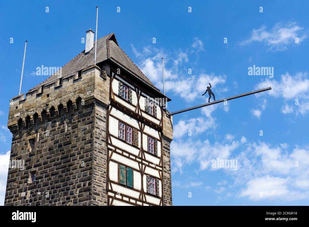 Esslingen, BW / Germany - 21 July 2020: view of the Schelztor Gate ...