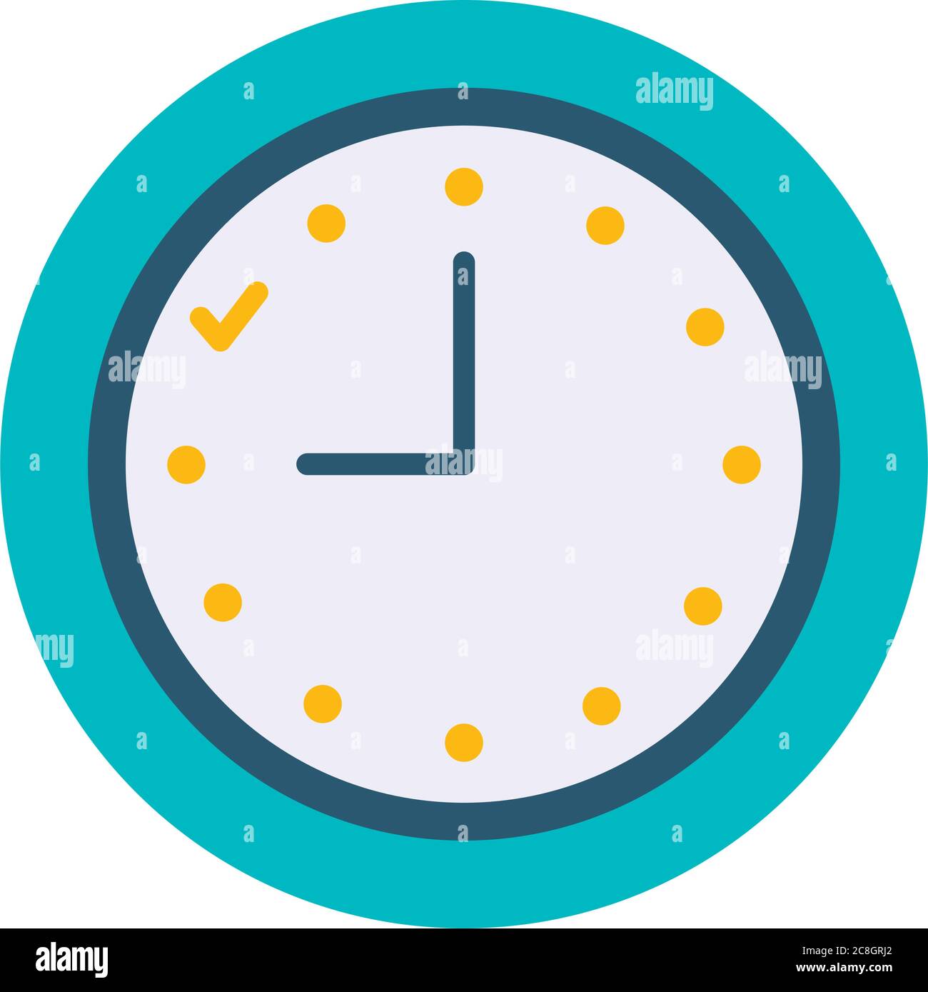 analog clock icon over white background, flat style, vector ...