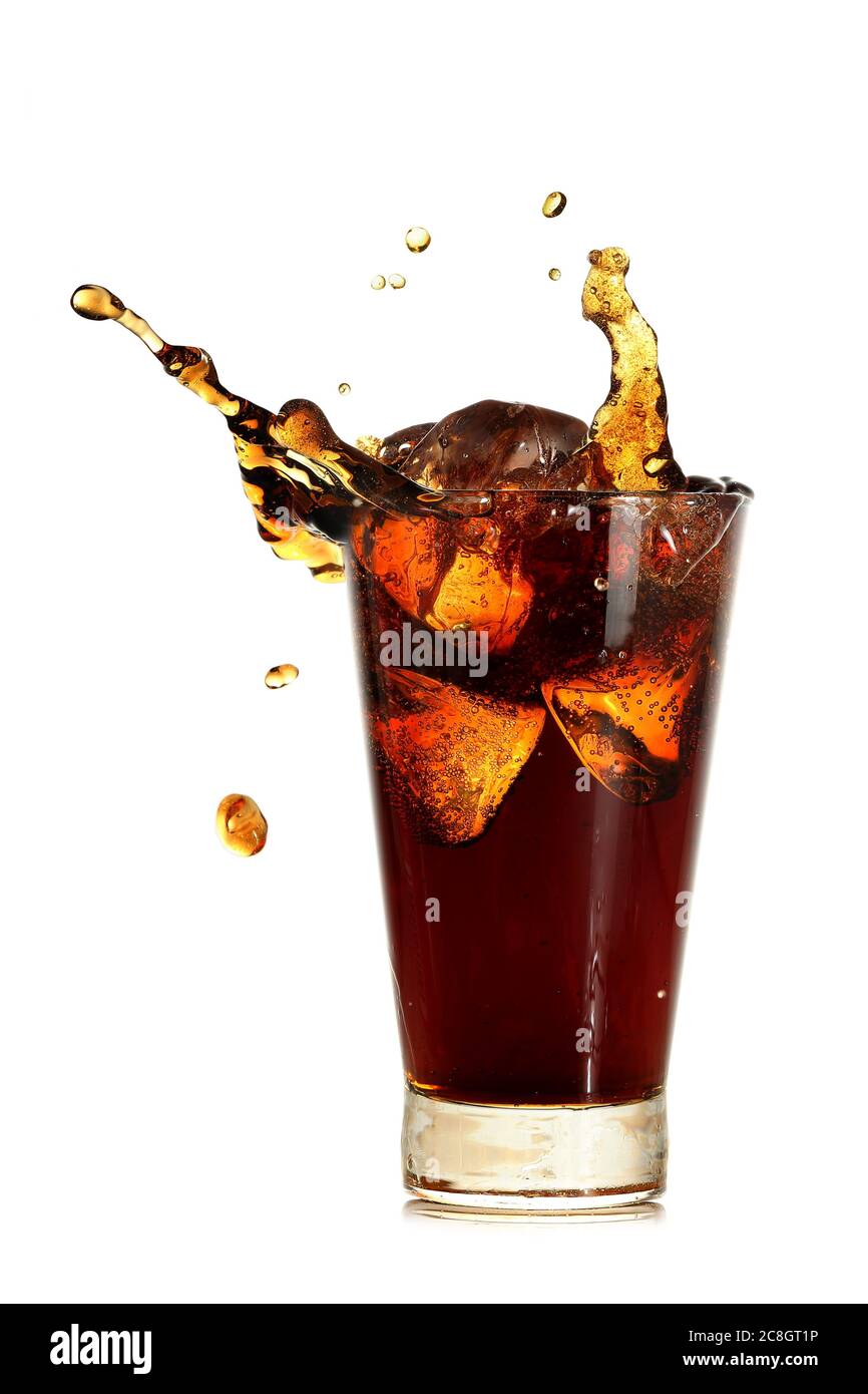 glass of coke with ice cubes and splash isolated on white Stock Photo ...