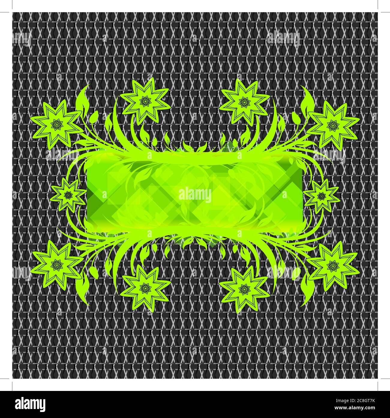 vector illustration of a floral frame on net metal texture Stock Vector ...