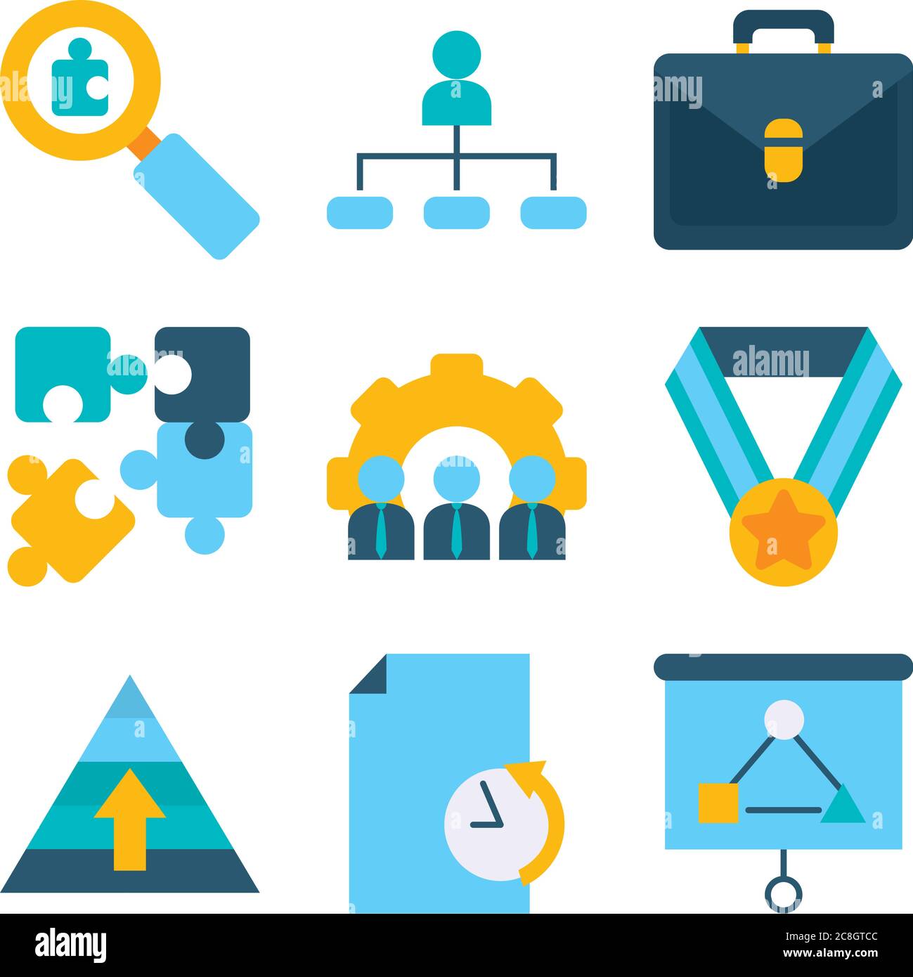 icon set of business portfolio and strategy over white background, flat ...