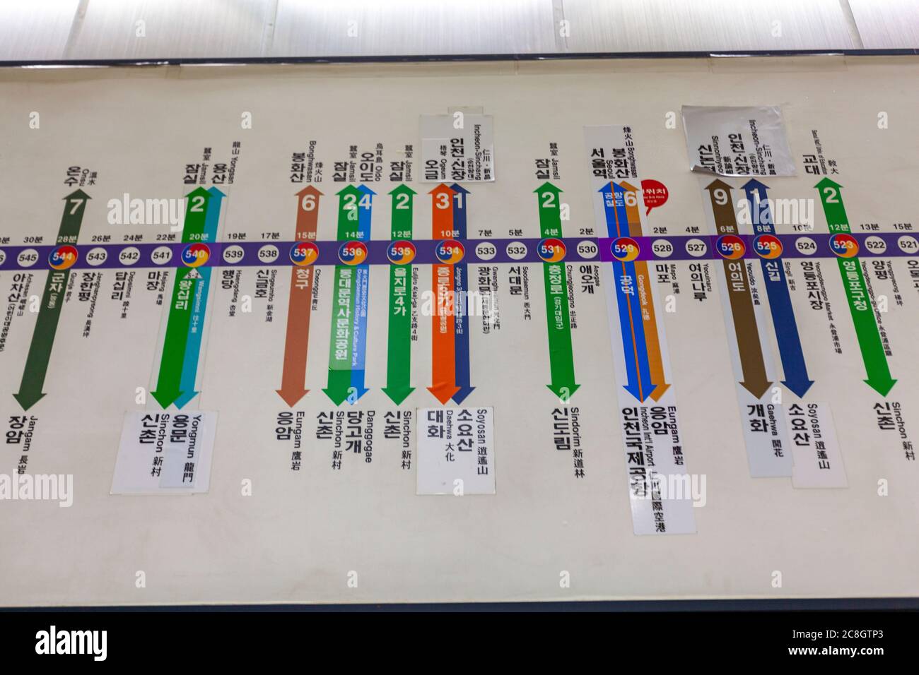 Lines map of Seoul Metropolitan Subway, Seoul, South Korea Stock Photo ...