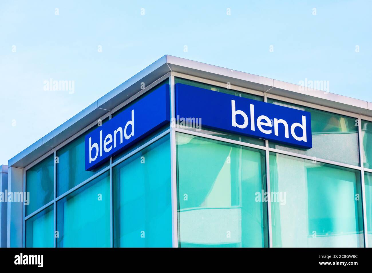 Blend logo on HQ facade. Blend is a Silicon Valley technology company ...