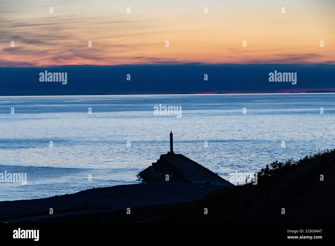 Aberystwyth sunset view looking North in summertime with a view of Llyn ...