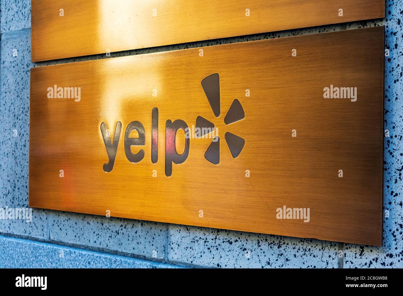 Yelp sign and logo at headquarters - San Francisco, California, USA ...